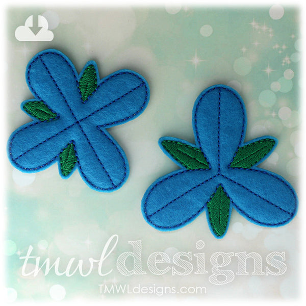 3 Petal Blue Troll Hair Flower OS Feltie – TMWL Designs